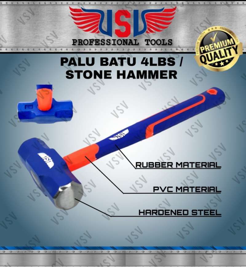 Promo Vsv Palu Batu 4lb Martil Stone Hammer Pvc+rubber Handle Diskon 23% Di Seller Kulee Store ...