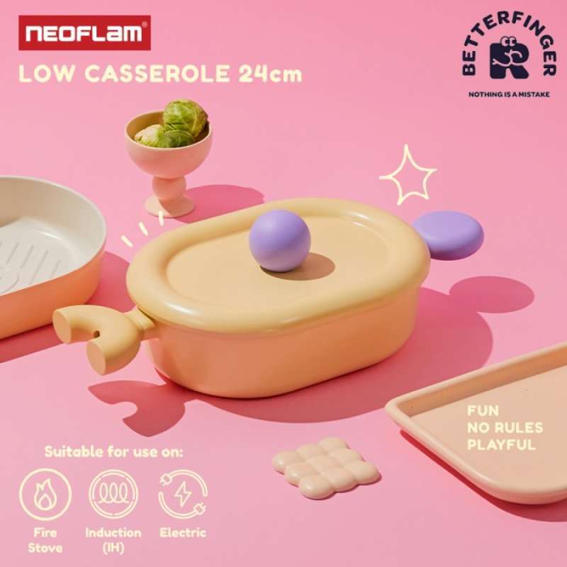 Promo Neoflam Better Finger Low Casserole 24cm / Panci Keramik Induksi ...