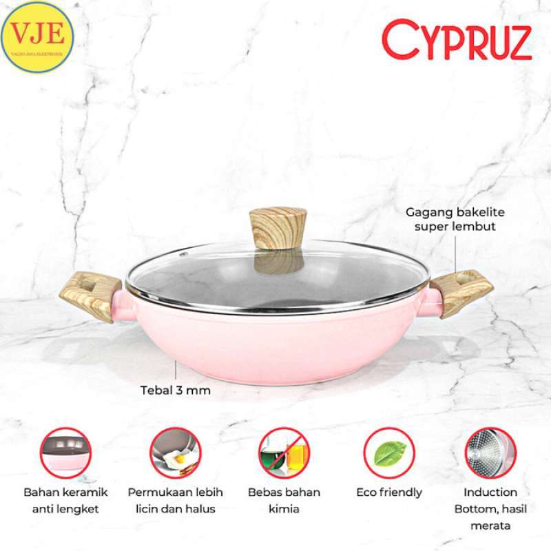 Promo Cypruz Fry Wok Pan Pink Ceramic Series Ki 0874 Wajan Ki0874 30cm ...