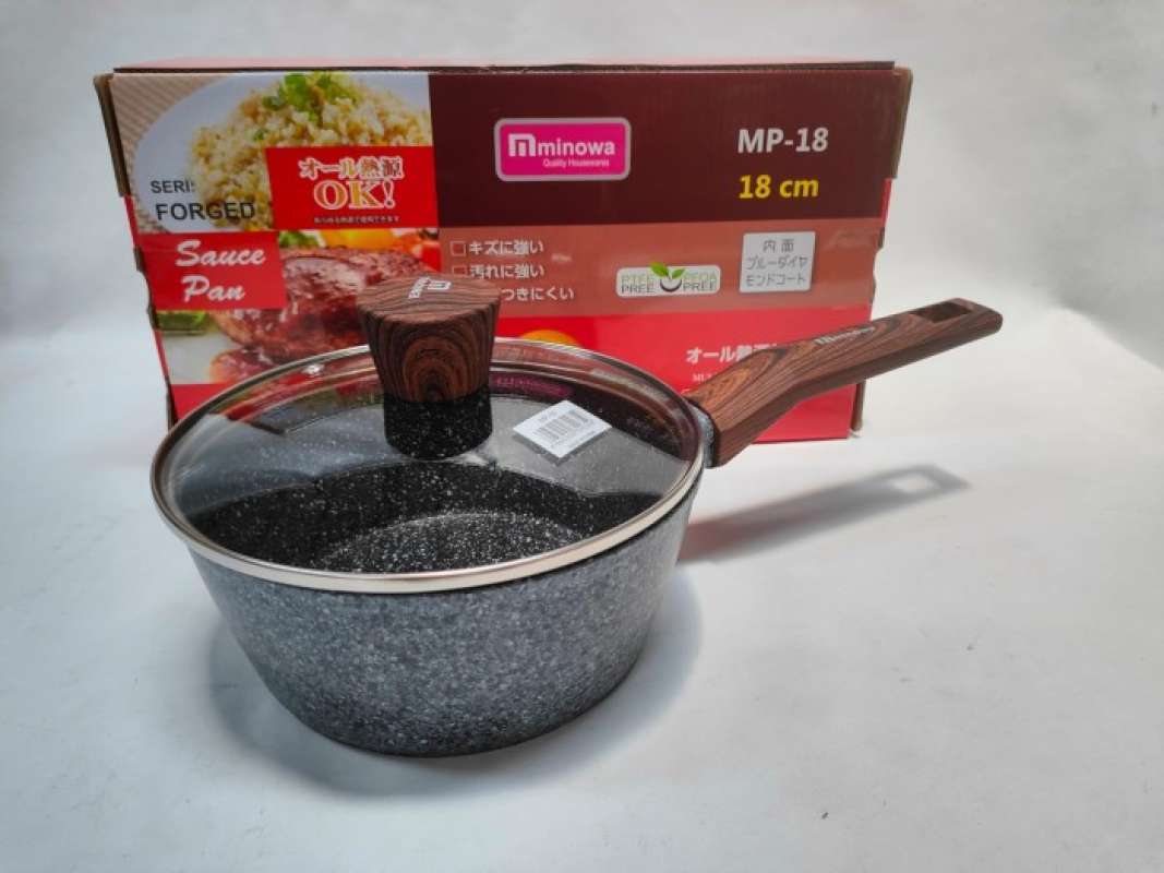 Promo Minowa Panci Susu 18cm Marble Mpasi Bisa Induksi Gagang Kayu ...
