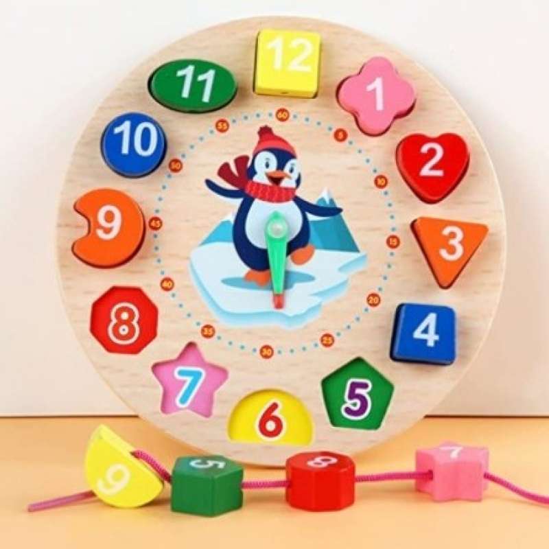 Promo Mainan Anak Basic Kayu Edukasi Sensory Montessori Jam Puzzle 3d ...