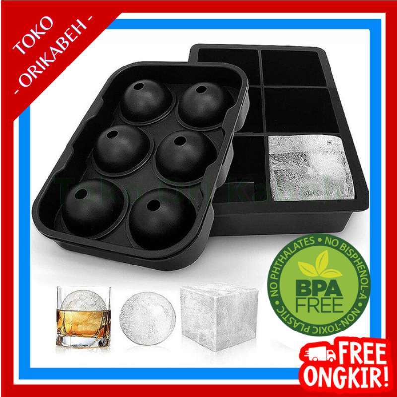 Promo Isi 2 Pcs Cetakan Es Batu Jumbo Besar Kotak Bola Silikon 6 Lubang ...