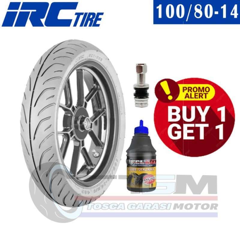 Promo Ban Motor Irc 100/80-14 Tubeless Ban Motor Tubeless + Cairan Ban Tubeless Free Pentil ...