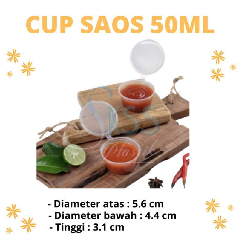 Promo Sauce Cup 50 Ml L Tempat Saos Saus Sambal Plastik 50ml @1000 Pcs ...