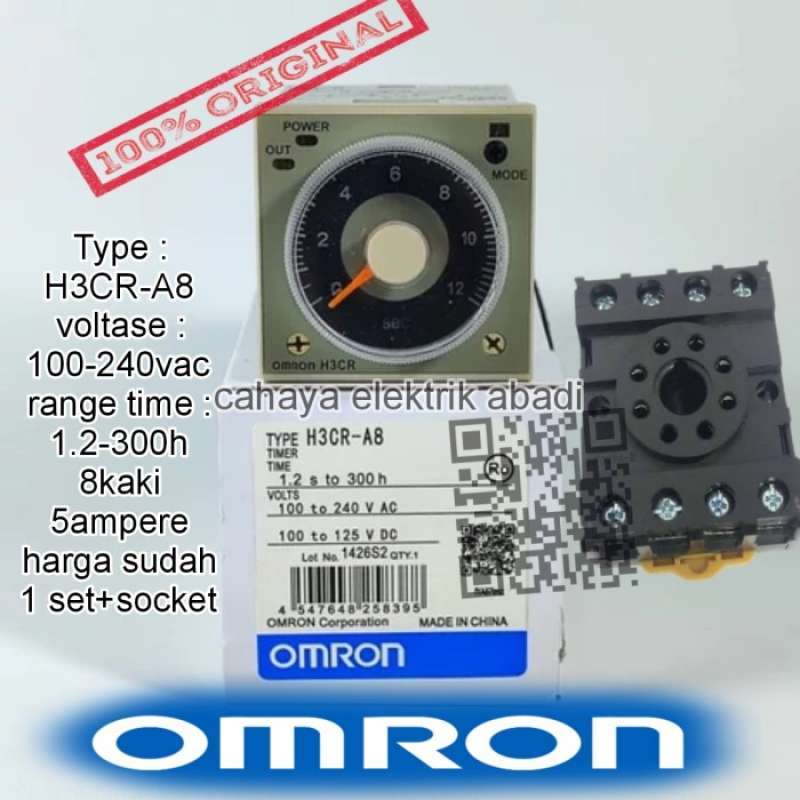 Jual Timer Omron H3cr-a8/a8 220vac+socket Original Omron/timer Omron ...