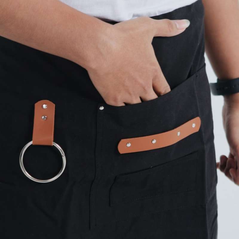 Jual Custom Apron Waiter Barista Celemek Setengah Badan - Cokelat Di ...