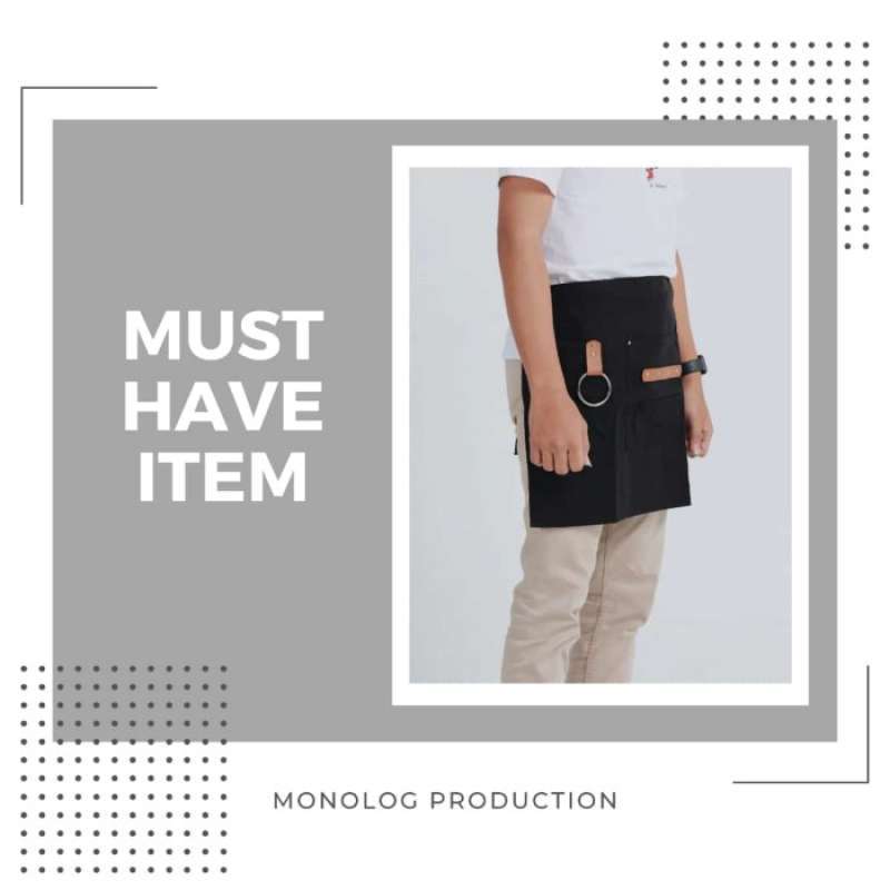 Jual Custom Apron Waiter Barista Celemek Setengah Badan - Cokelat Di ...