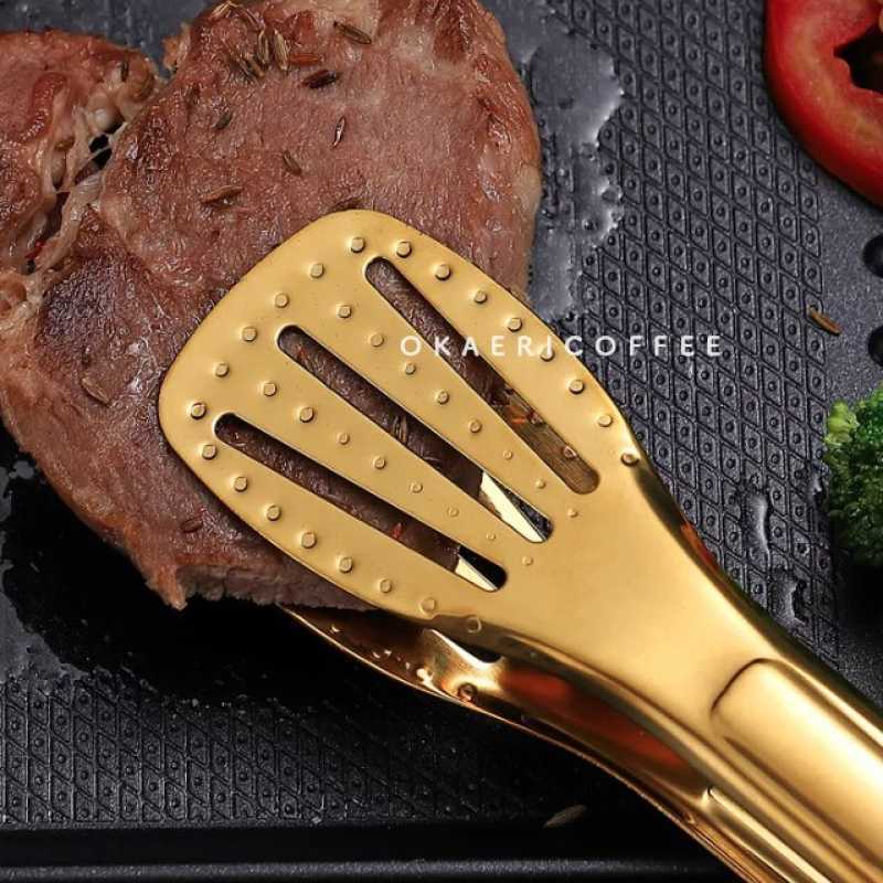 Jual Stainless Nordic Gold Food Clip Tongs 23cm / Capitan Penjepit ...