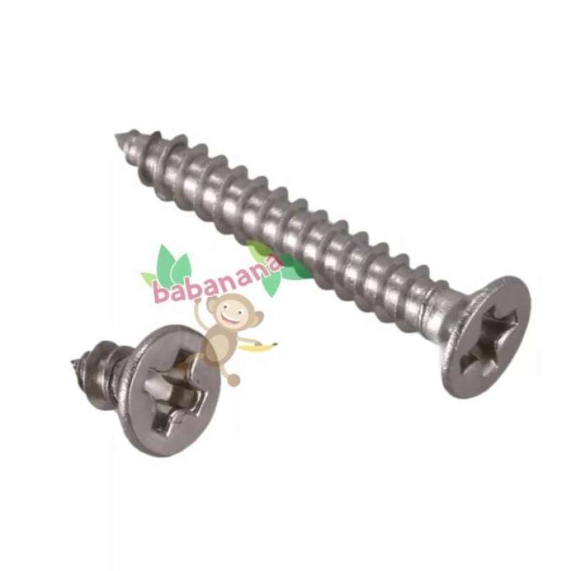 Jual 200pcs M3 Baut Kayu Kasar Wood Screw Nail Mur Perkakas Tapping Di ...