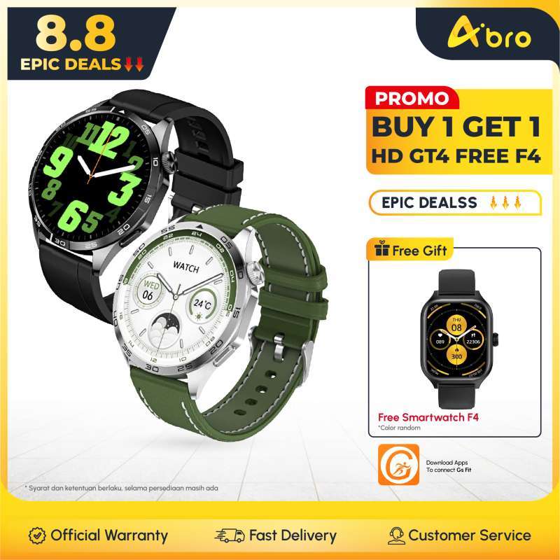 Jual Aibro Hd Gt4 Smart Watch Buy 1 Get 1 Free F4 Jam Running Pria Full ...