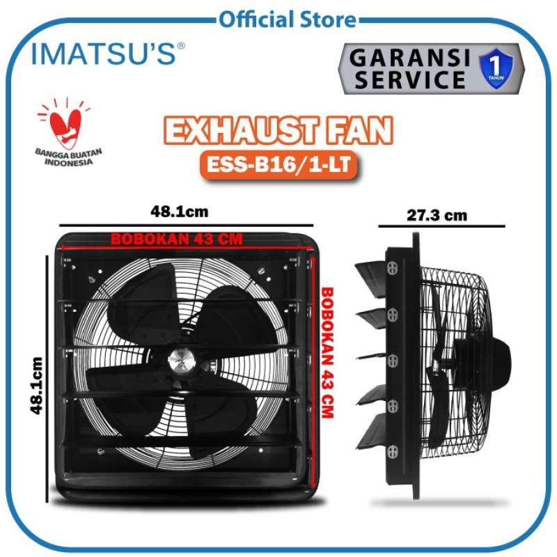 Promo New Imatsu Exhaust Fan Shutter Ess-b16/1-lt 16 Inch Exhaust ...