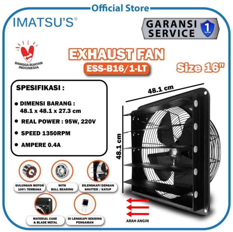 Promo New Imatsu Exhaust Fan Shutter Ess-b16/1-lt 16 Inch Exhaust ...
