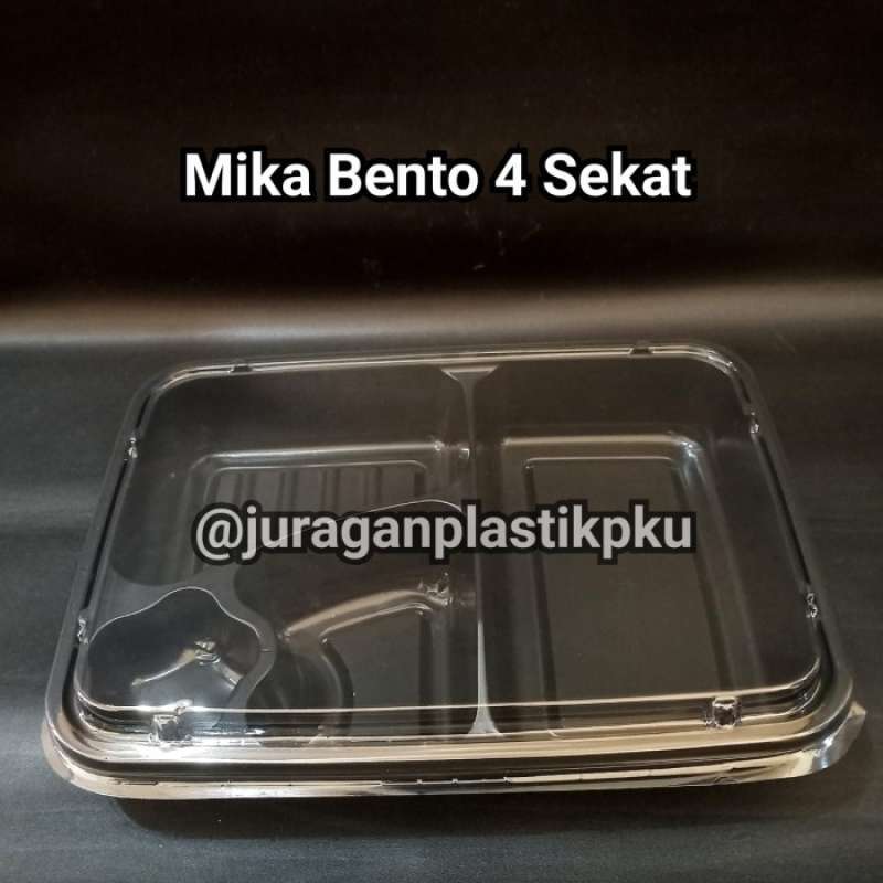 Jual Mika Tray Box Bento Hitam 4 Sekat Isi 50pcs/pack Kotak Makanan Di ...