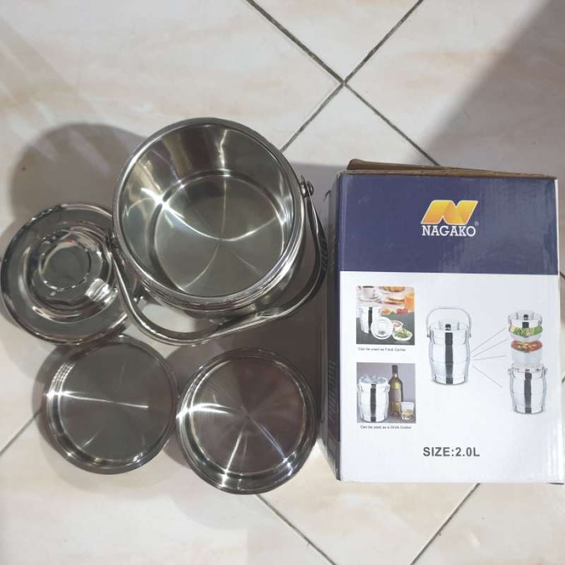 Jual Rantang Tunggal Stainless 2 Liter Nagako 3 Susun / Rantang 3 Susun ...