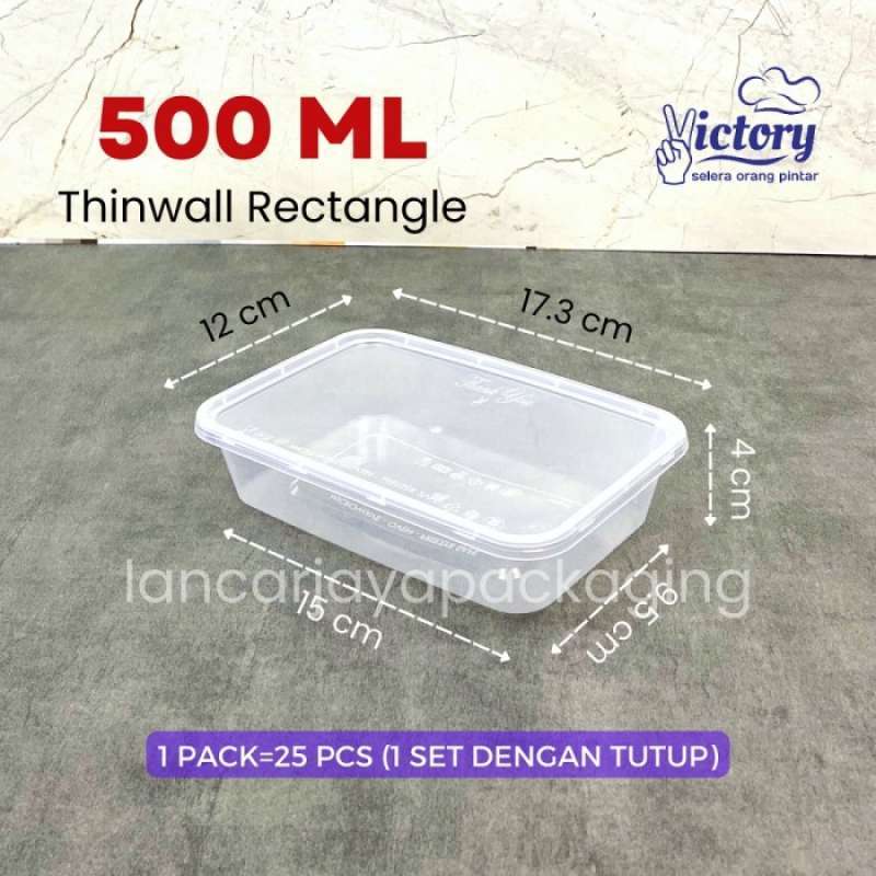 Jual Thinwall Rectangle Victory 1000ml 750ml 650ml 500ml Kotak Makan ...