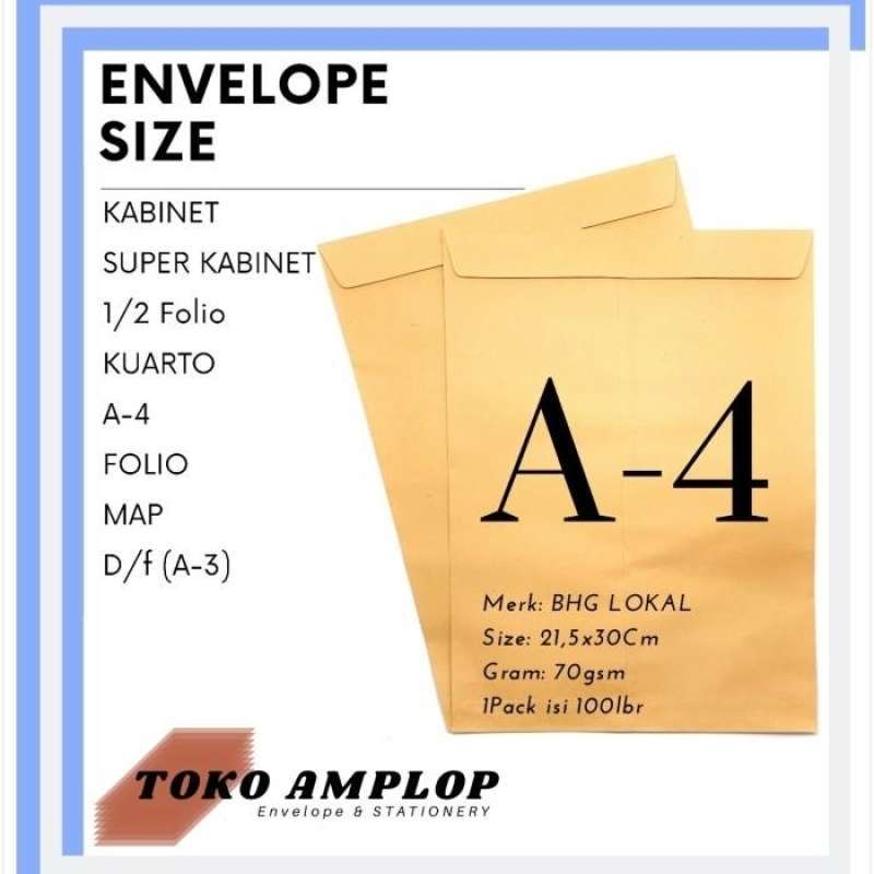 Jual Amplop Coklat A4 Isi 100 Lbr 70gsm Di Seller Onlinemarket - Kapuk ...