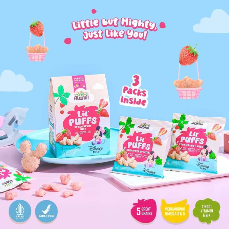 Jual Alamii Lil' Puffs Disney Edition Strawberry Milk 30g (3 Packs X ...