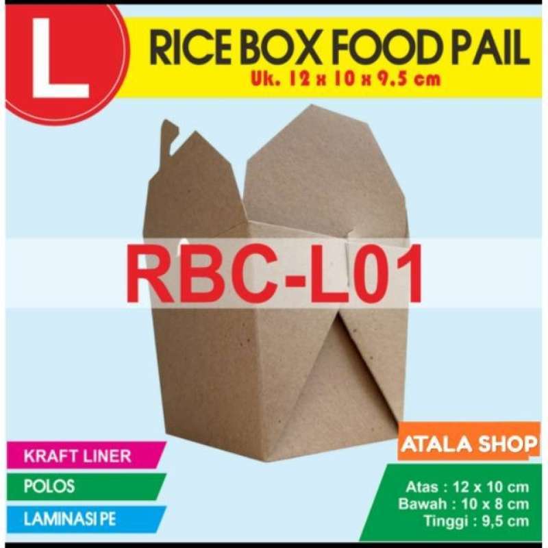 Jual Paper Rice Box Dus Food Pail /kotak Nasi Bento Polos Ukuran 12 X ...