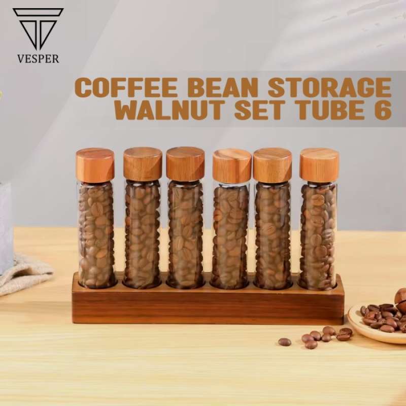 Jual Coffee Bean Storage Walnut Set Tube / Tube Display / Rak Tabung ...
