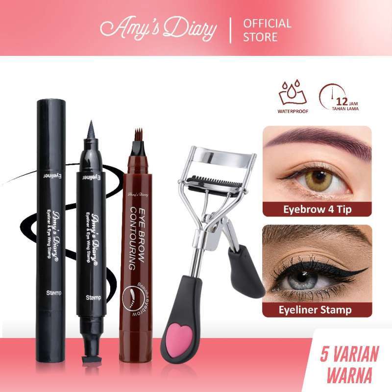 Promo Amy's Diary 3 In 1 Eyes Set Eyeliner Eyebrow Waterproof Plus ...