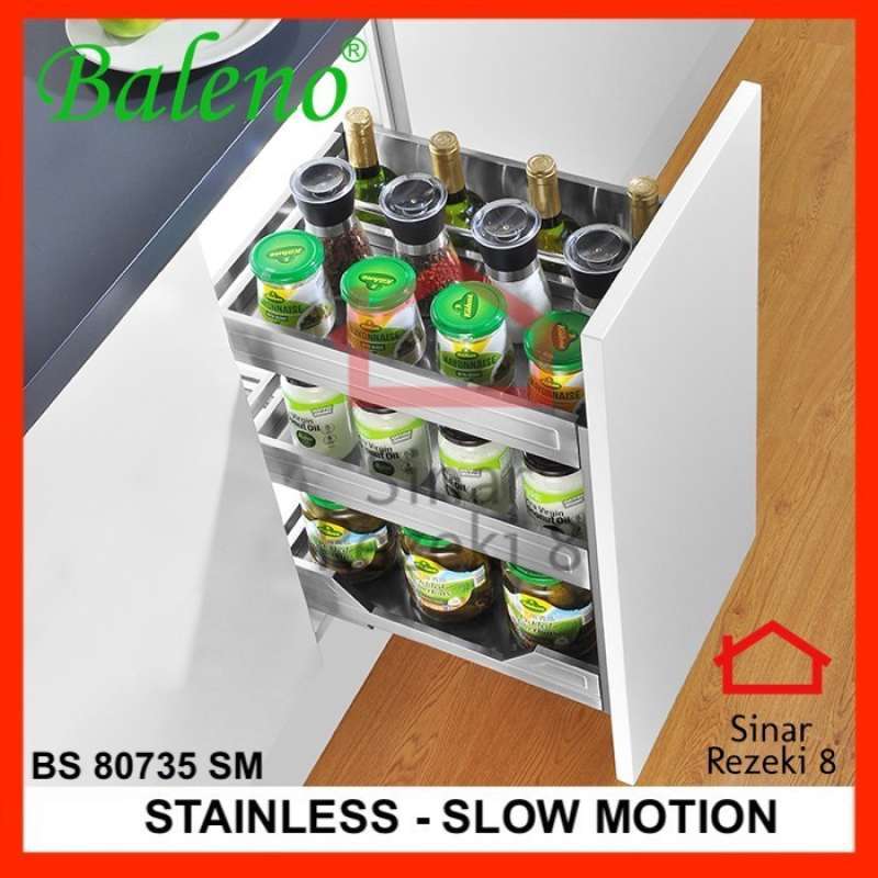 Jual Rak Tarik Baleno Bs 80735 Sm Stainless Dapur Bumbu Botol Kitchen ...