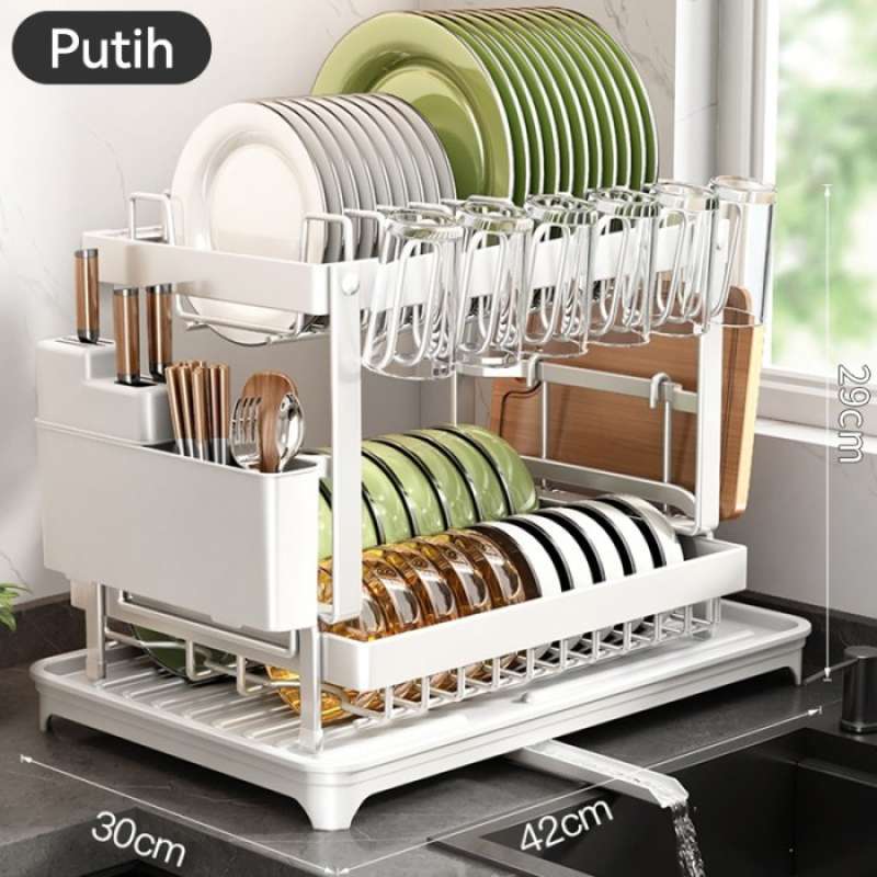 Jual Rak Piring Rak Cuci Piring Penyimpanan Dapur Stainless Steel Dish ...