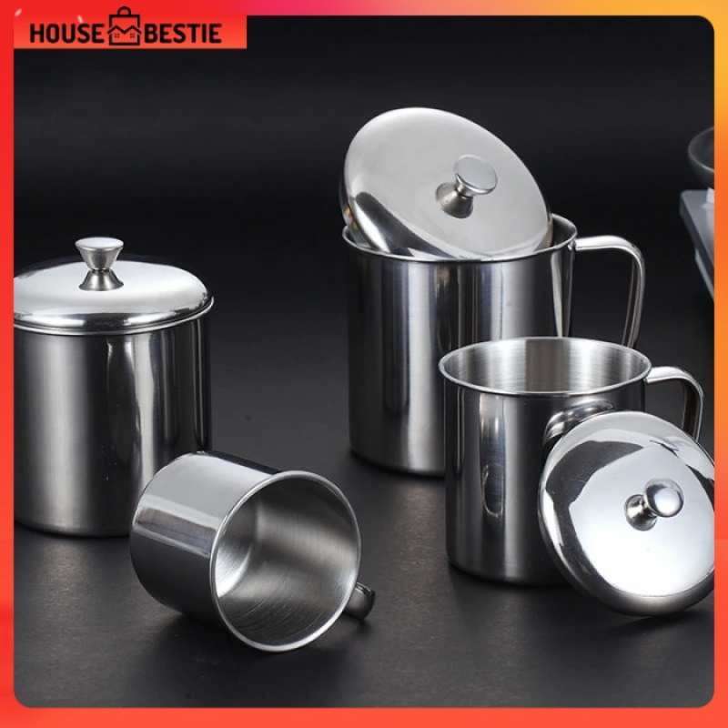 Jual Gelas Kopi Stainless Sus 304 Cangkir Mug Teh Dengan Tutup 450ml ...
