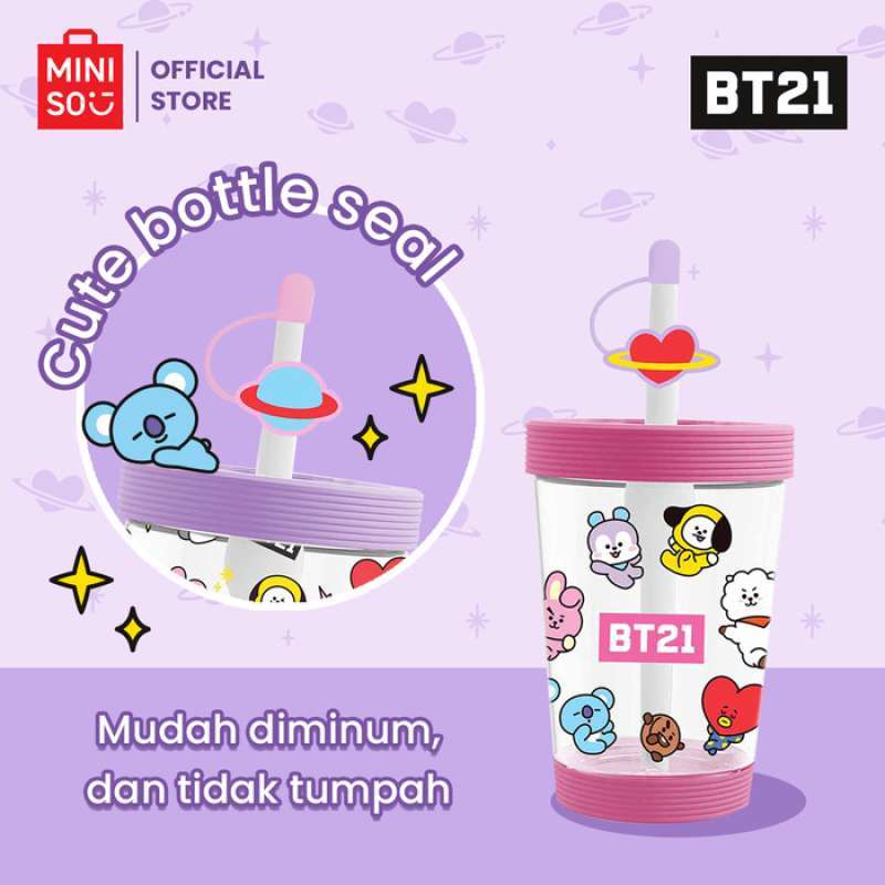 Jual Miniso X Bt21 Collection Gelas Plastik Cangkir Minum Portabel ...