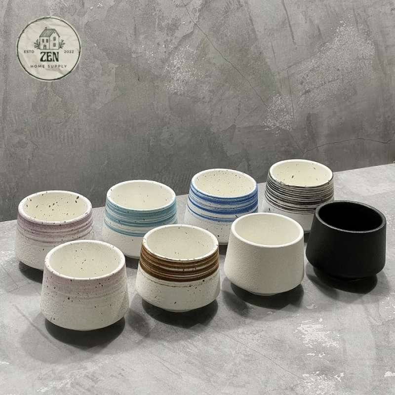 Jual Zen Mug Keramik Jepang Estetik / Gelas Kopi Teh Ocha - Hitam Di ...