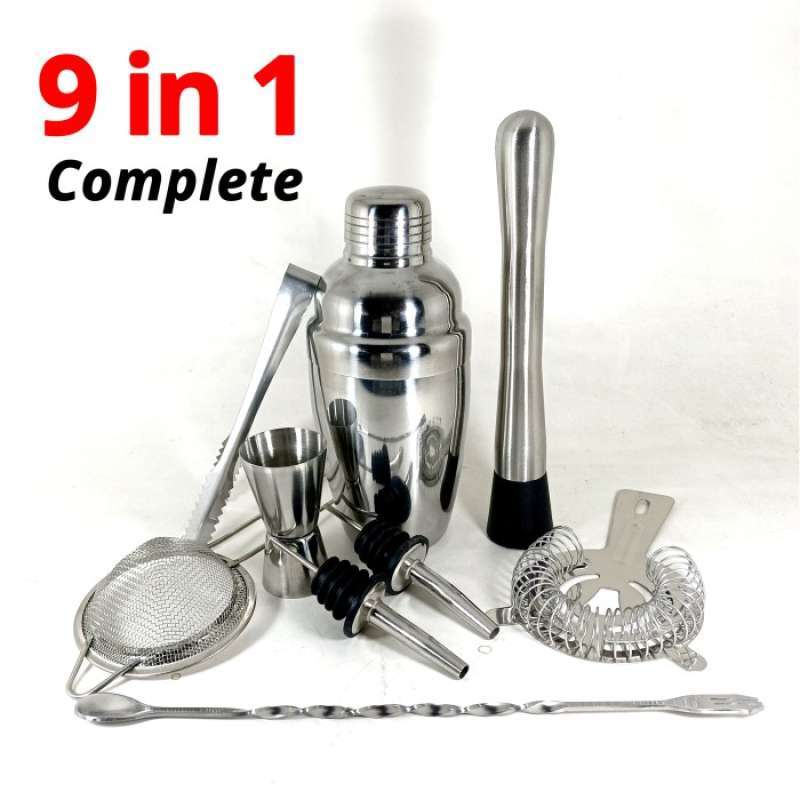 Jual 9 In 1 Paket Bartender Set Cocktail Shaker Strainer 350 550 750 Ml - 750 Ml Di Seller ...