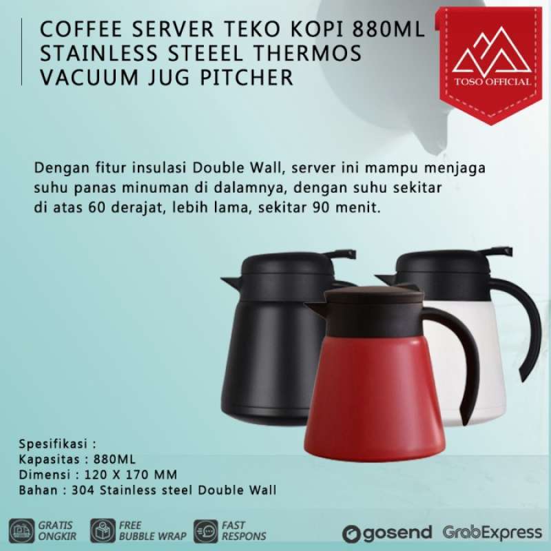 Jual Coffee Server Teko Kopi Stainless 880ml Thermos Vacuum Jug Pitcher Di Seller Sentry ...