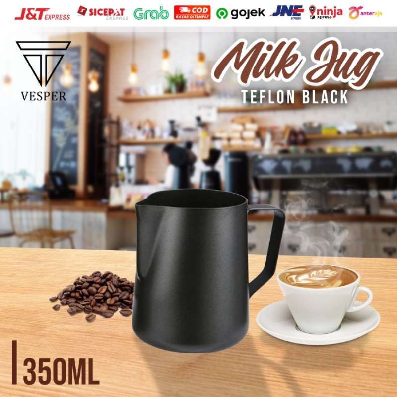 Jual Milk Jug Teflon / Latte Art / Milk Frother 350ml / Milk Jug Hitam ...