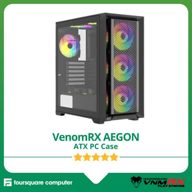 Jual Venomrx Aegon Black + 4x Argb Fan | Pc Casing Atx | Cpu Pc Case ...