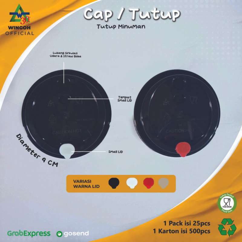 Jual Cap / Lid + Stopper Gelas Boba/cheese Tea/ Cup Injection /dus Isi ...