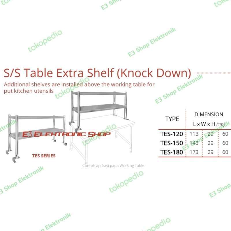 Promo Getra Tes-150 Ss Table Extra Shelf Knock Down Diskon 23% Di ...