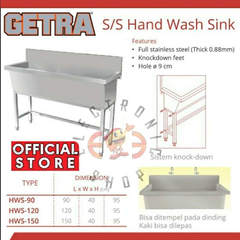 Promo Getra Hws 90 Hand Wash Sink 90 Cm - Wastafel - Hws90 Diskon 23% ...