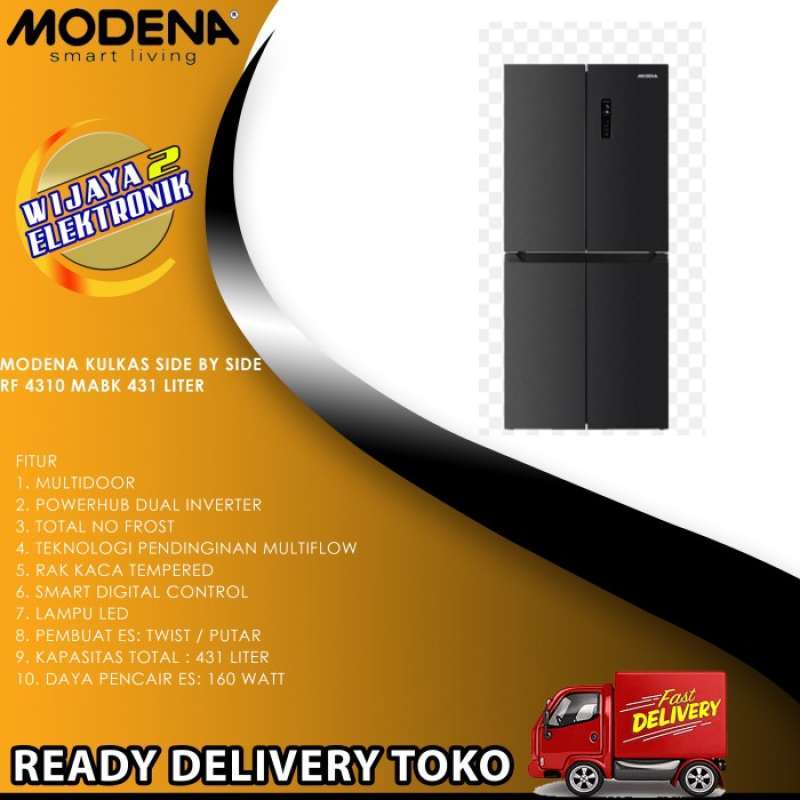 Promo Modena Kulkas Side By Side Rf 4310 Mabk Rf4310mabk 431 Liter ...