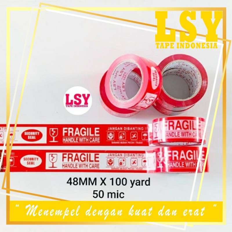 Promo Lsy Lakban Fragile Merah Full 48mm X 100yard Full Super Lengket ...