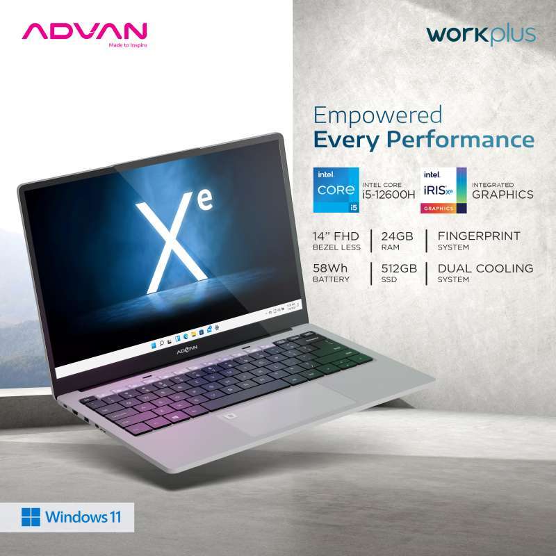 Promo Advan Laptop Workplus Intel I5 12600h 14'' Fhd Ips 24gb 512gb Win ...