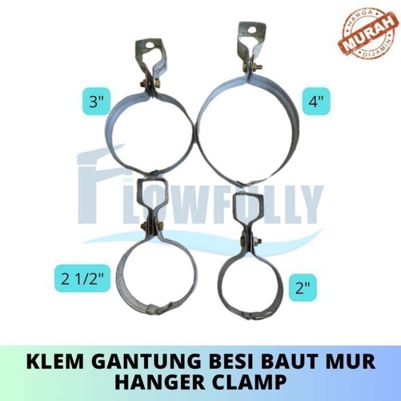 Jual Klem Gantung Pipa 5 Inch Besi Engsel Hanger Clamp Clem Baut Mur Di ...