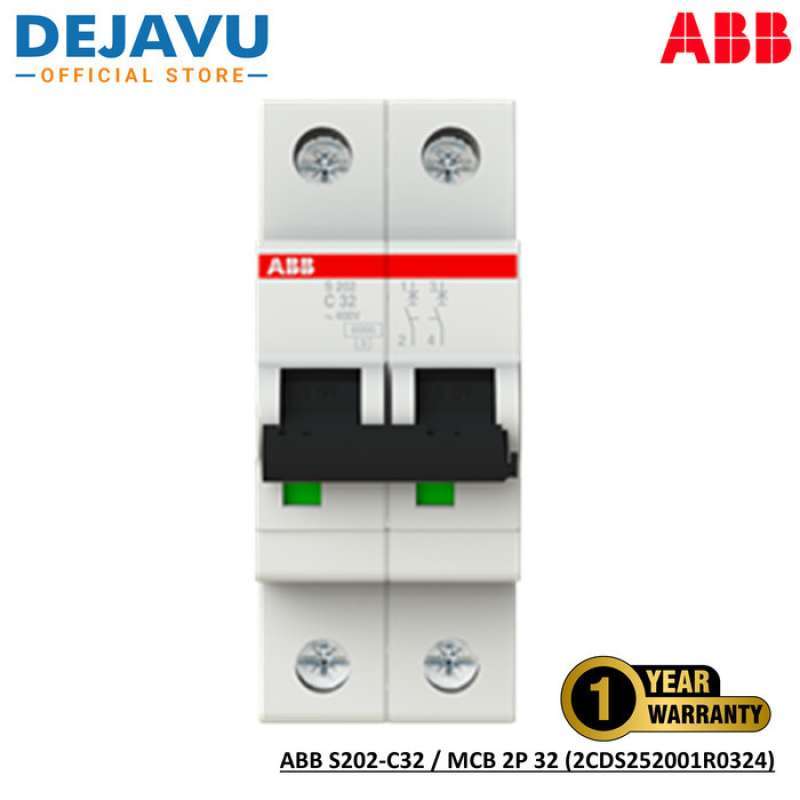 Jual Mcb 2p 32a Abb S202-c32 / Miniature Circuit Breaker - 2p - C - 32 A - 6ka (2cds252001r0324 ...