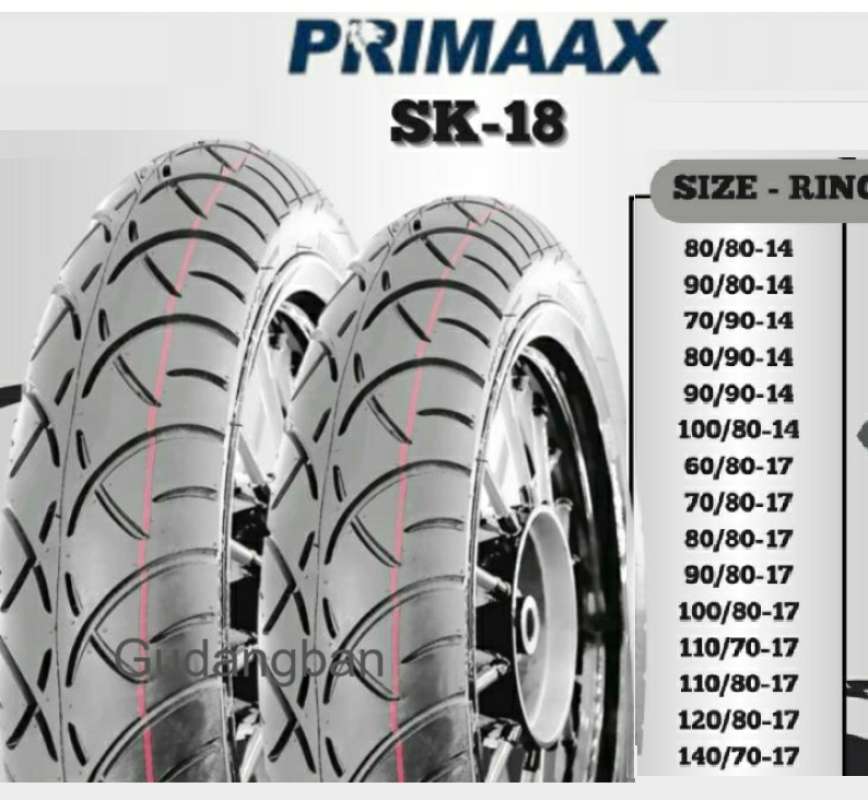 Jual ( Sk18 ) Sk-18 Primaax 60 80 17 Tubeless Cacing Ban Luar Motor ...