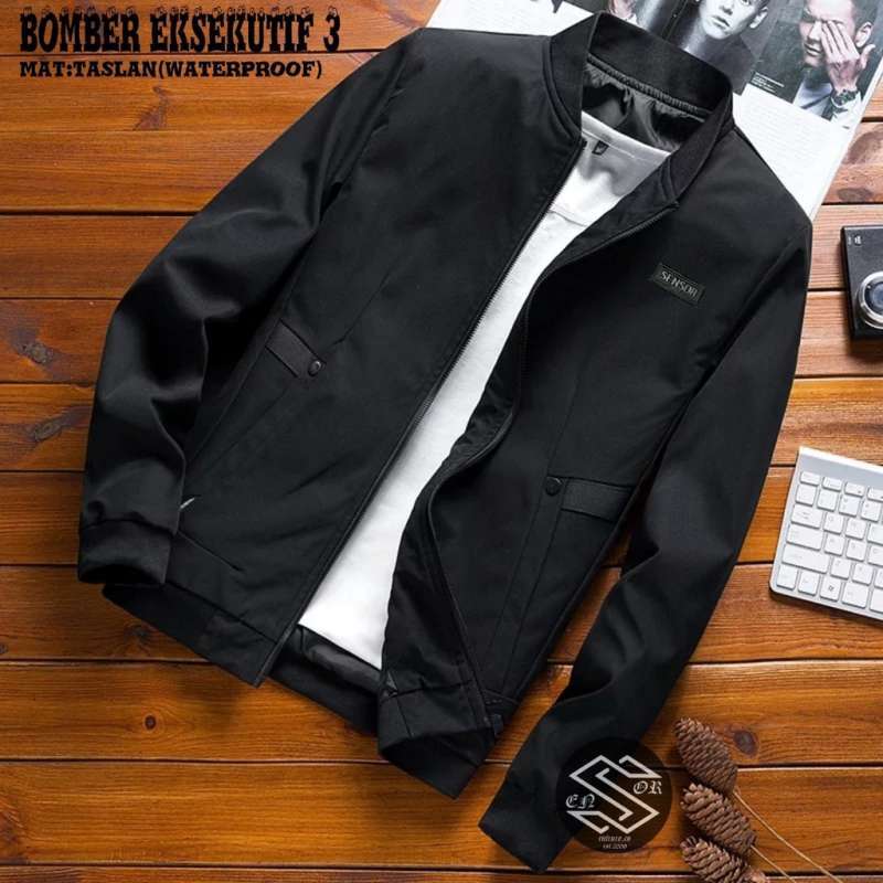 Jual Akn Jaket Bomber Polos Eksekutif Pria Anti Air Waterproof Original ...