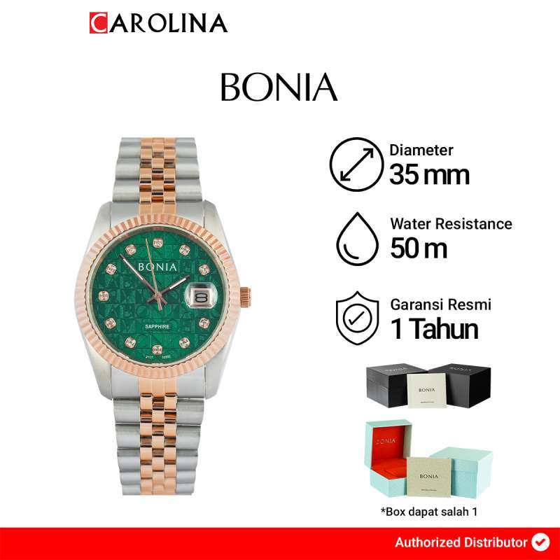 Promo Jam Tangan Pria Bonia Noble B10550-1696 Green Monogram Dial Dual ...