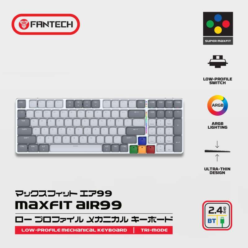 Jual Keyboard Gaming Fantech Maxfit Air 99 95% Mechanical Mk 916 Grey ...