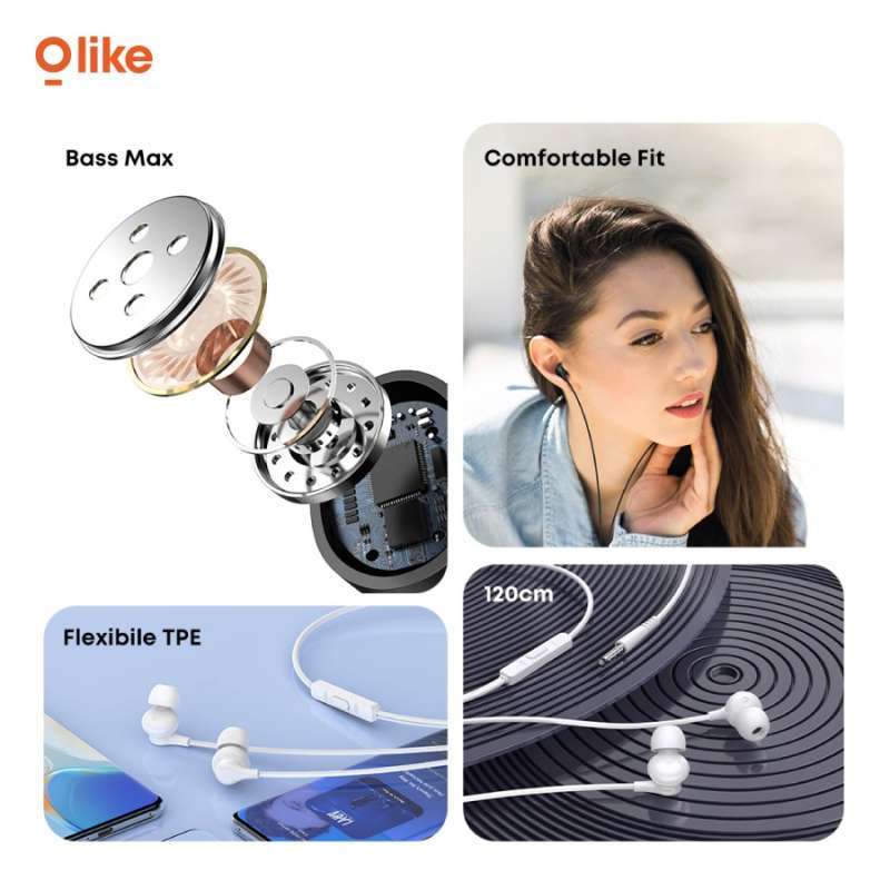 Promo Olike E30s Wired Earphone Headset Kabel 120cm Aux 3.5mm Jack ...