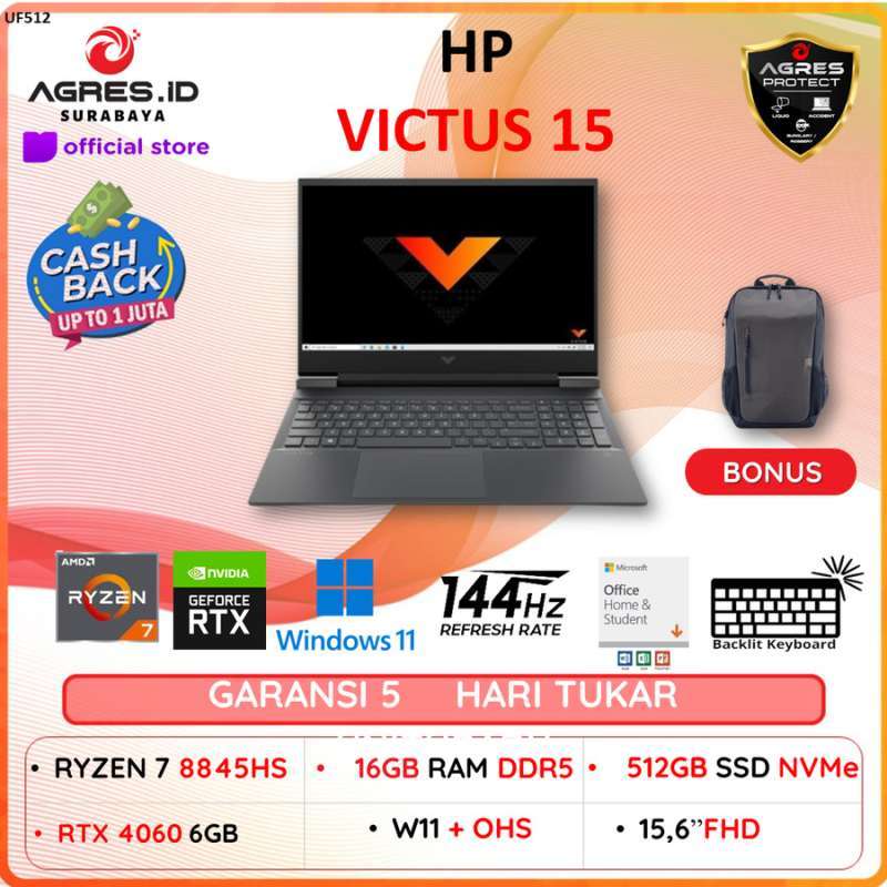 Promo Laptop Hp Victus 15 Amd Ryzen 7 8845hs Rtx4060 8gb/ RAM 16gb Ssd ...