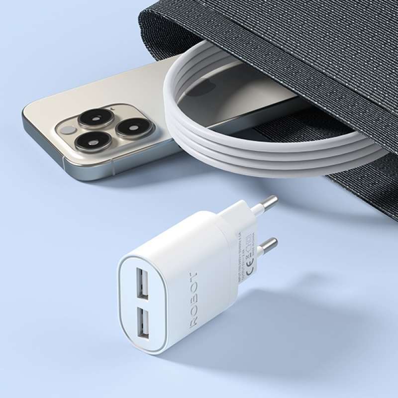 Promo Robot Adaptor Rt-k6s Dual USB Output Smart Phone Charger 5v 2.4a ...