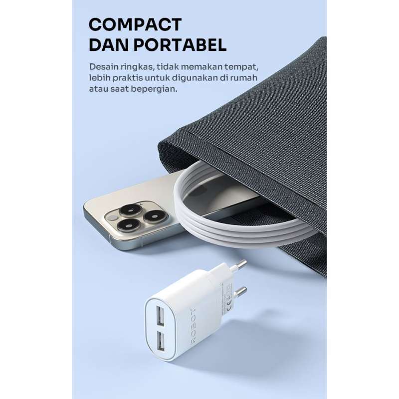 Promo Robot Adaptor Rt-k6s Dual USB Output Smart Phone Charger 5v 2.4a ...