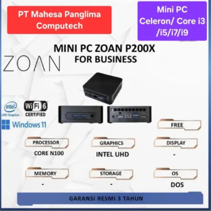 Jual Zoan Mini Pc P200x Z03n Intel N100 4-core / Barebone Kit Minipc ...